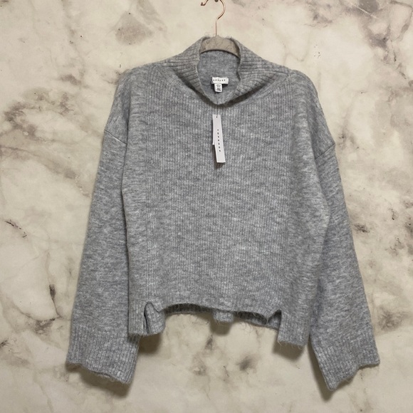 Topshop | Sweaters | Topshop Light Heather Grey Slouchy Funnel Neck ...